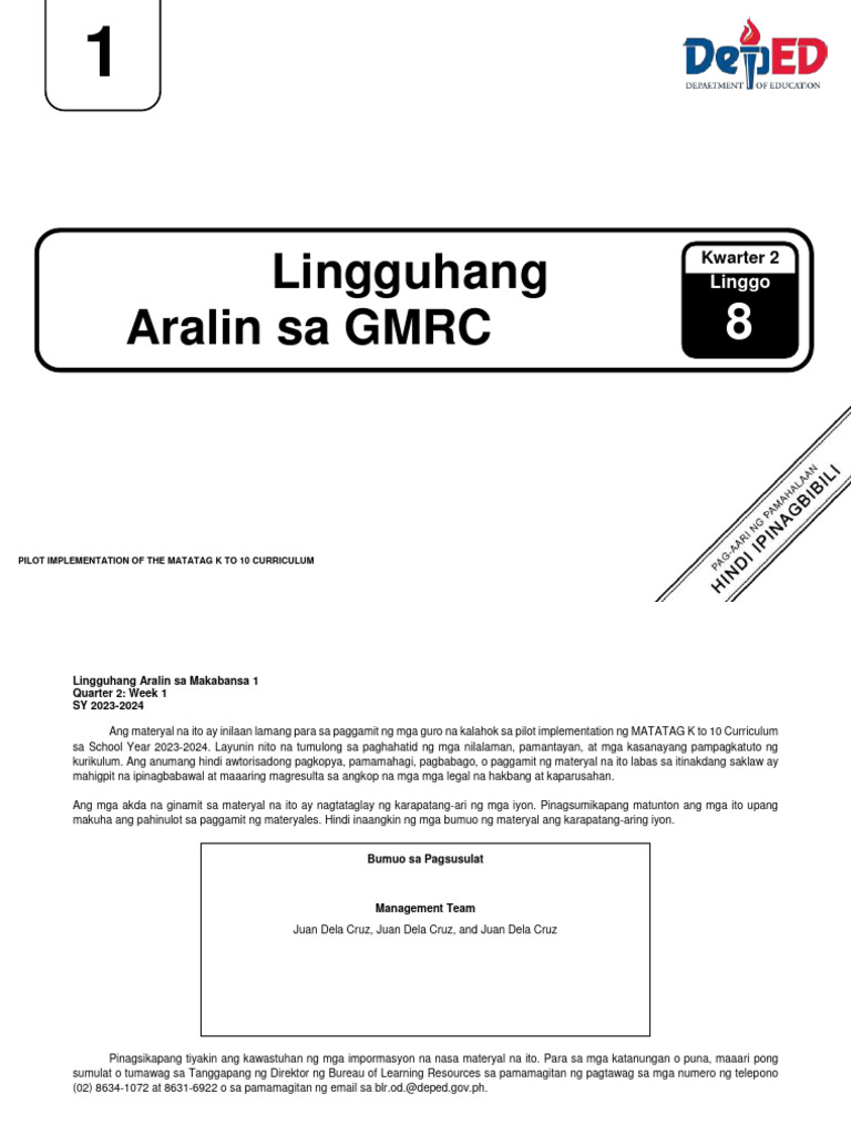 LE GMRC1 Q2 Week8 FINAL | PDF