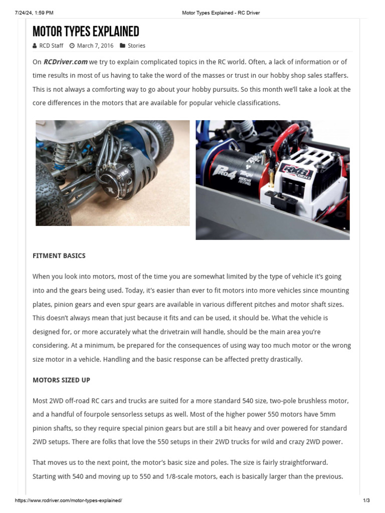 Understanding RC Motor Types | PDF | Electric Motor | Motor Vehicle