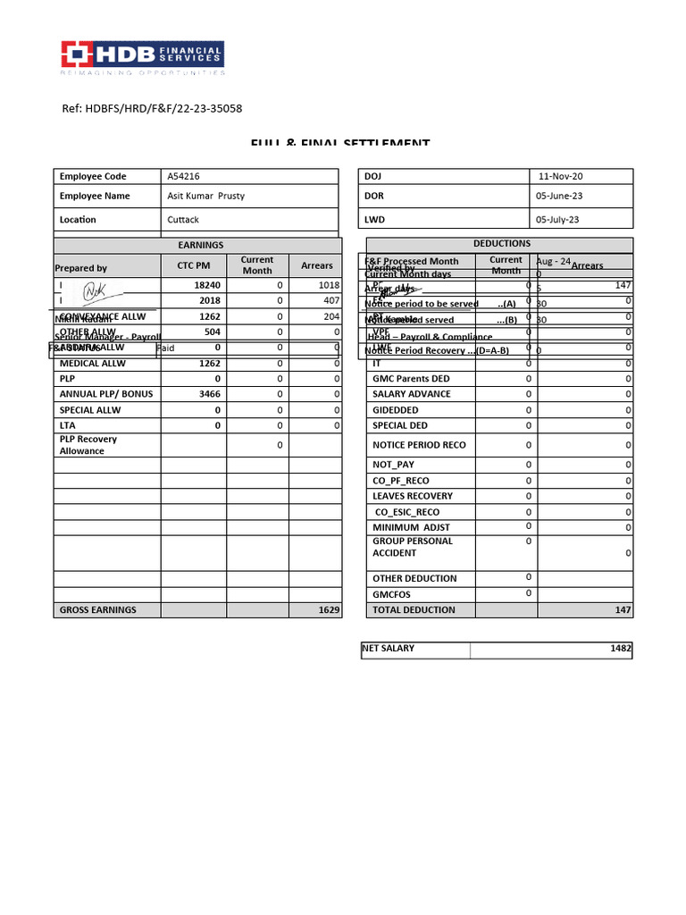 A54216 F&F Sheet | PDF | Income | Employment Compensation