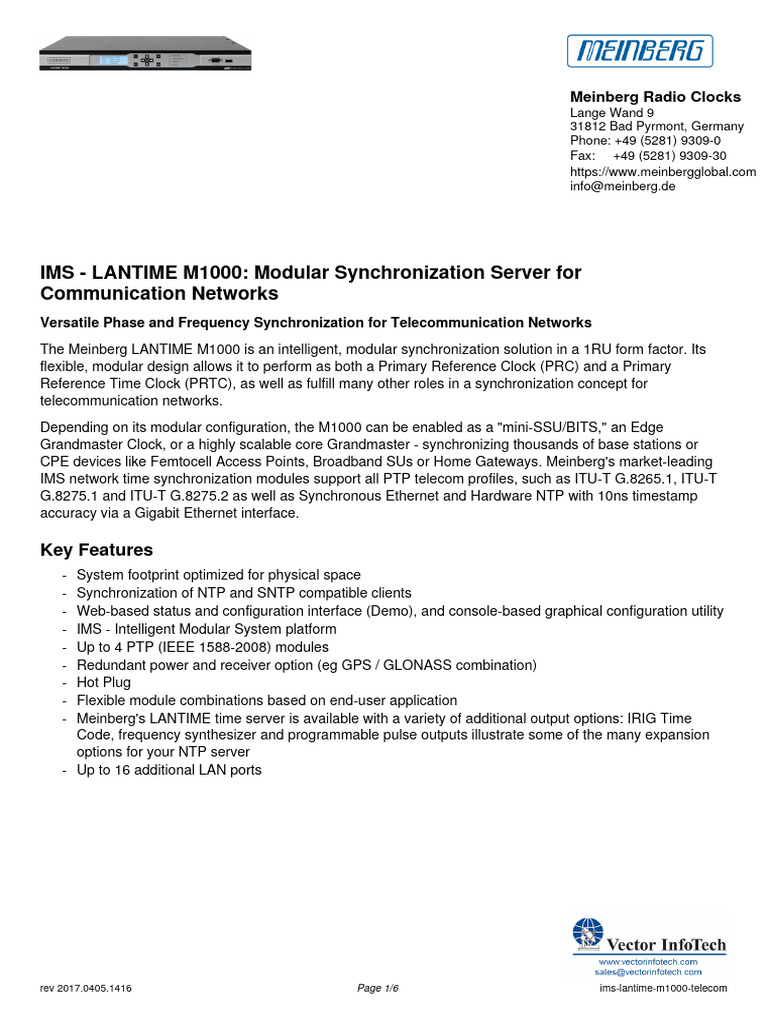 Product95752 Meinberg IMS-LANTIME M1000 | PDF | Computer Network | File Transfer Protocol