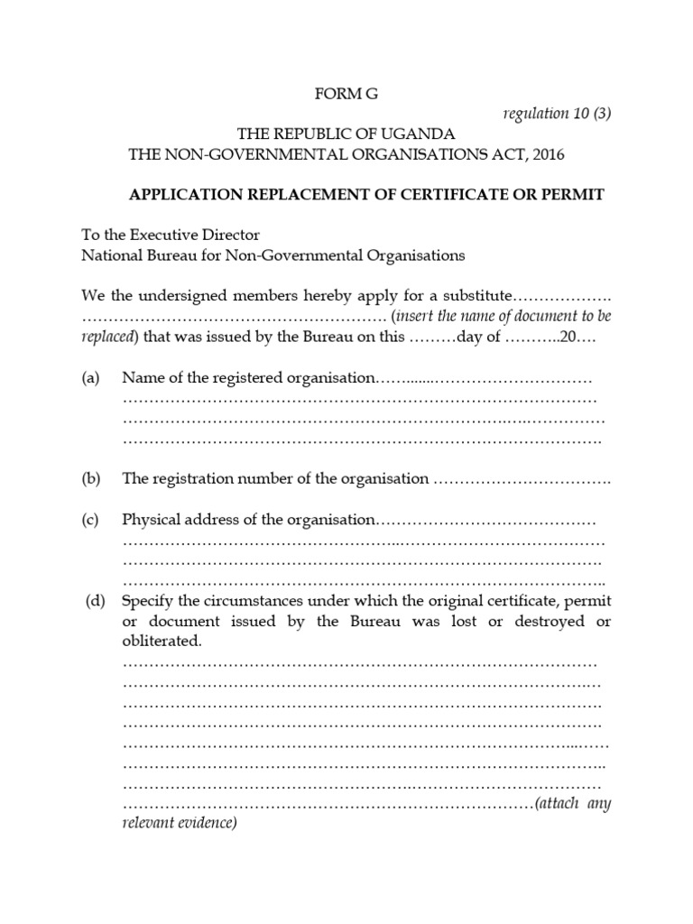 NGO Certificate Replacement Application | PDF | Games & Activities