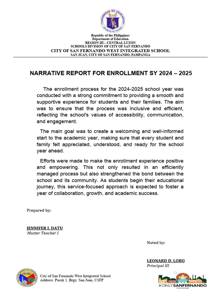 Enrollment ACR-Narrative 24-25 | PDF | Wellness