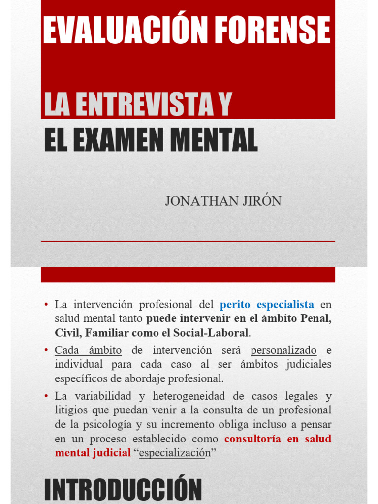 EvaluaciÓn Forense, Examen Del Estado Mental y Psicopatologia | PDF ...