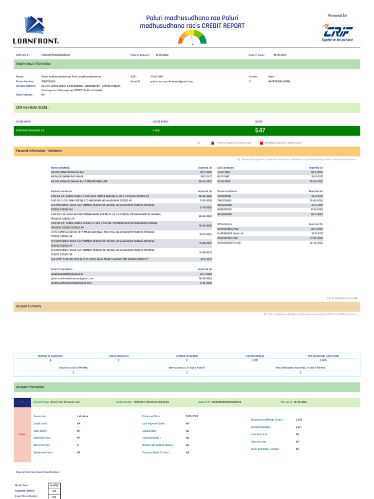 16 35 14.817 6087546 Crif Report | PDF | Credit | Finance & Money ...