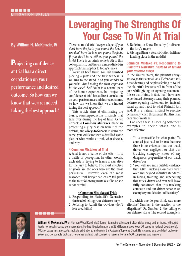 Leveraging The Strengths of Your Case To Win at Trial For The Defense ...