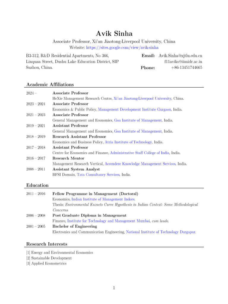 CV - Avik Sinha V2.0 | PDF