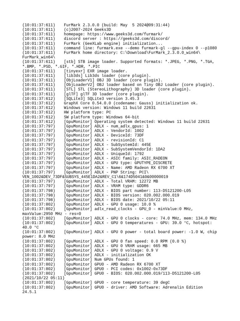 Furmark Log | PDF | Graphics Processing Unit | Computing