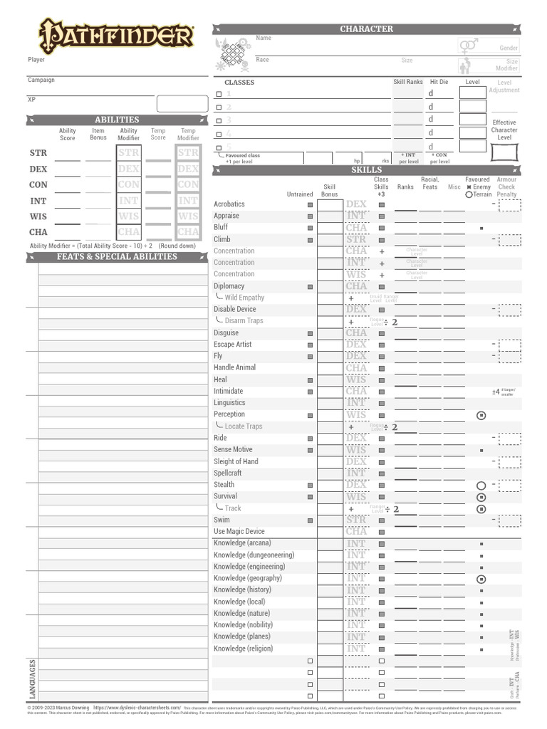 PF Character Sheets | PDF | Dungeons & Dragons | Gary Gygax Games