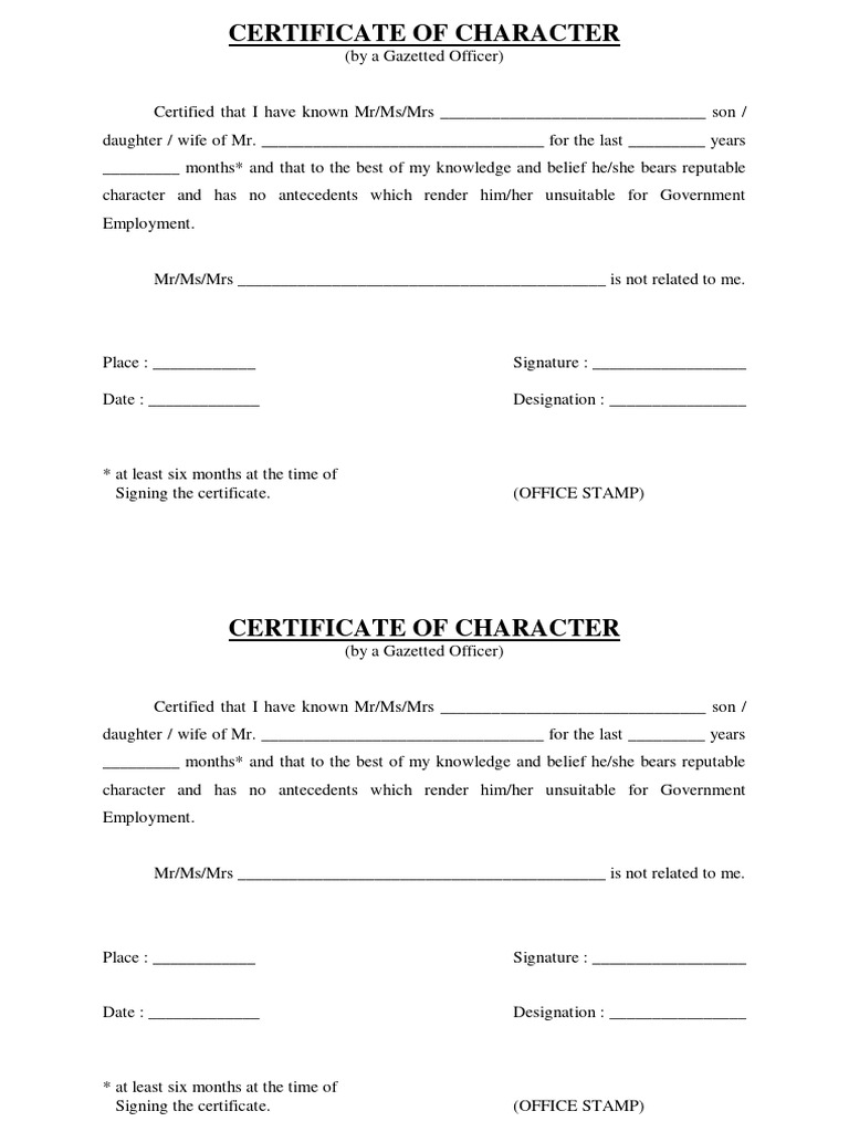Character Certificate | PDF | Career & Growth | Business