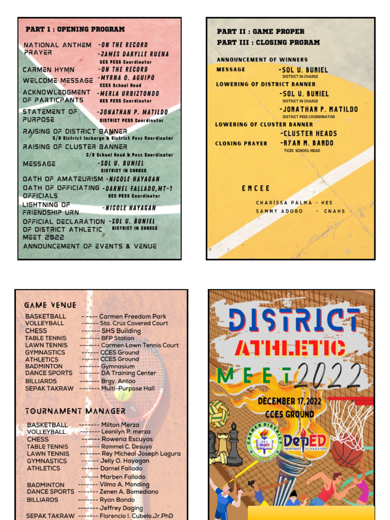 District Meet 2022 Program | PDF