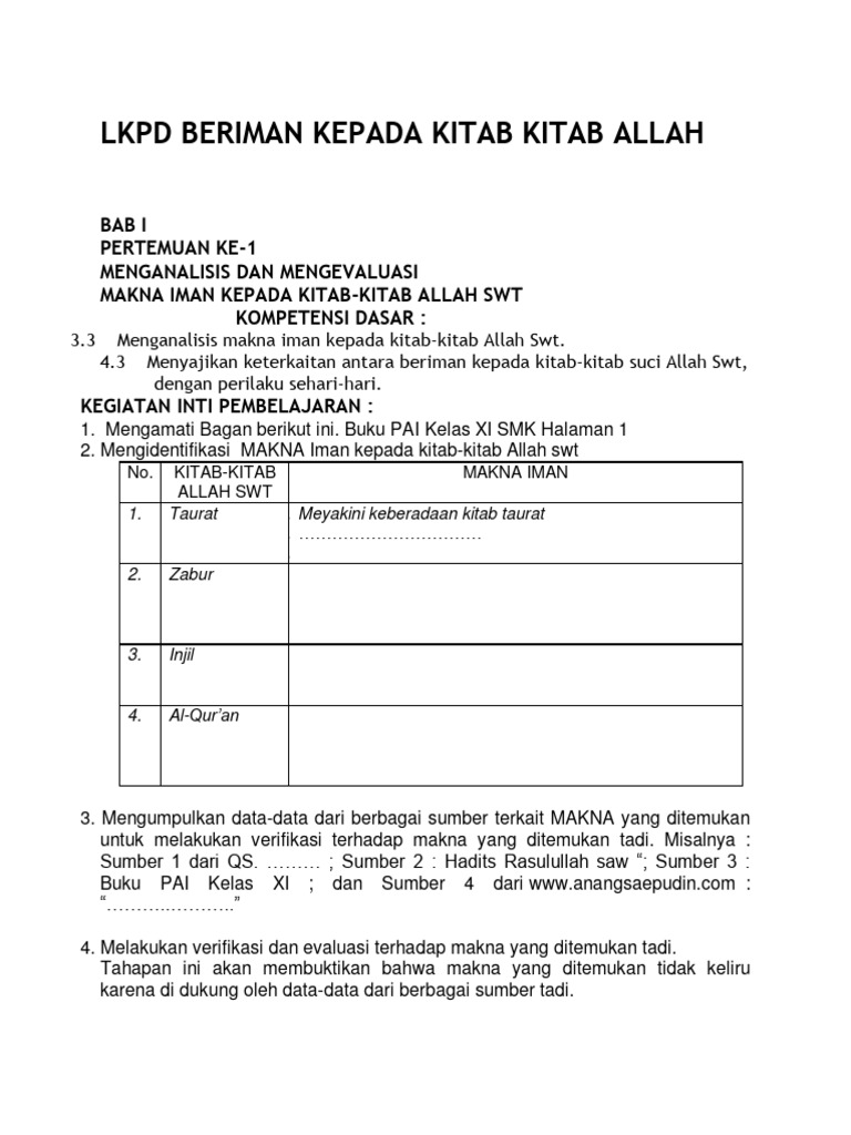 LKPD Beriman KPD Kitab | PDF