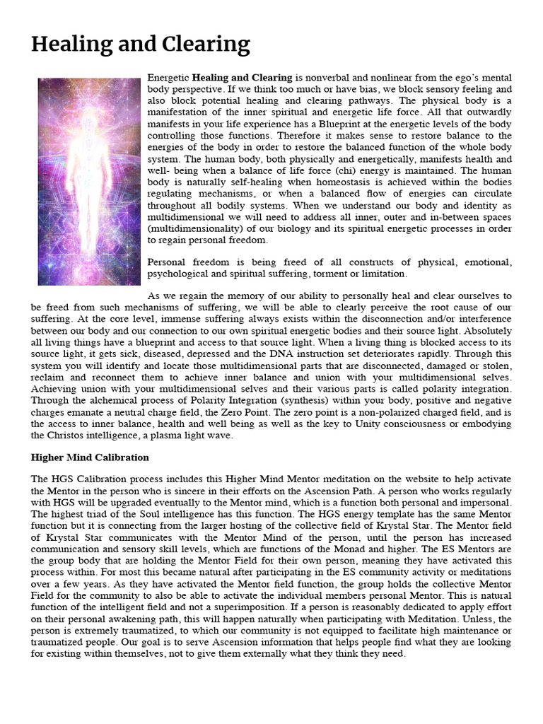 Healing and Clearing - Energetic Synthesis | PDF | Experience | Psychology