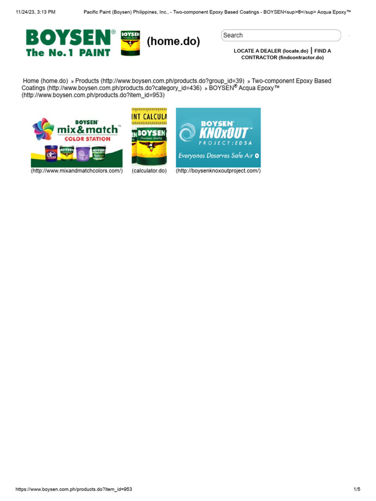 Boysen Acqua Epoxy Paint Overview | PDF | Paint | Epoxy