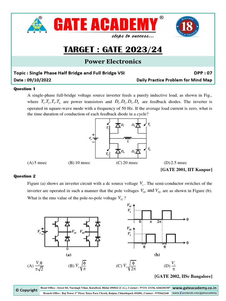 DPP - 7 (Student Sheet) | PDF | Power Inverter | Mains Electricity