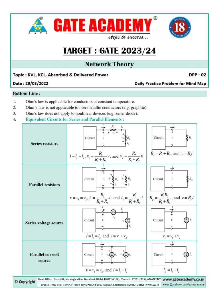 DPP 02 (Student Sheet) 1 | PDF | Electrical Network | Resistor