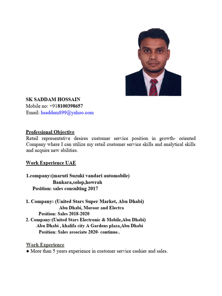 SK Saddam Hossain CV 2023 | PDF | Cash | Business