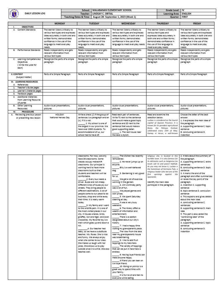 English q1 w1 | PDF | Codex | Books