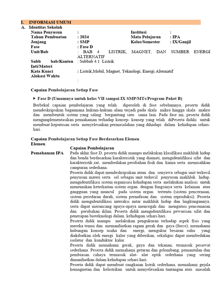 Modul Ajar Listrik Dinamis | PDF