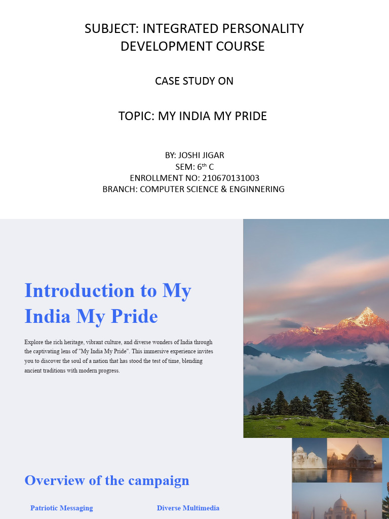 Introduction To My India My Pride | PDF | Brand | Social Media