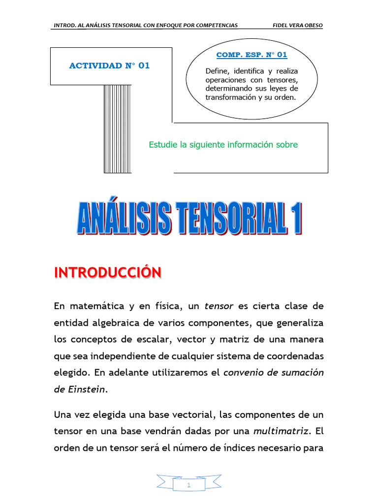 Introducción al Análisis Tensorial | PDF | Tensor | Matemáticas