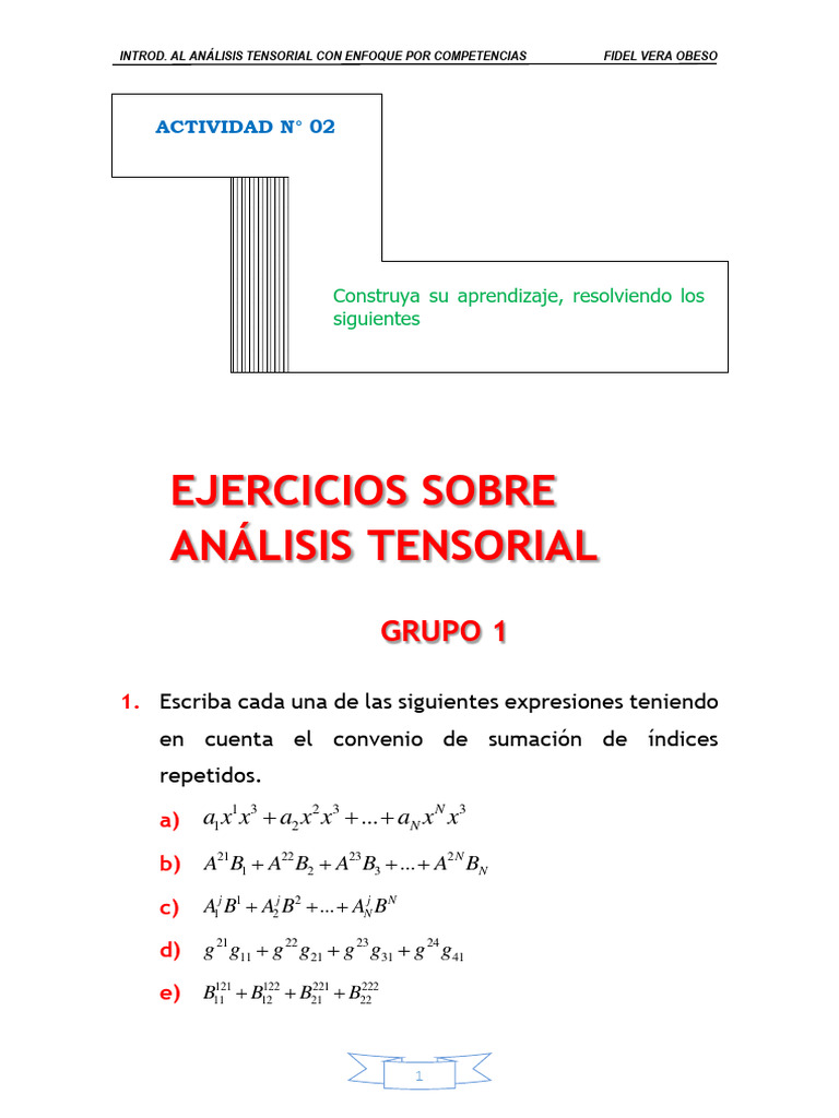 Ejercicios de Análisis Tensorial | PDF | Tensor | Análisis matemático