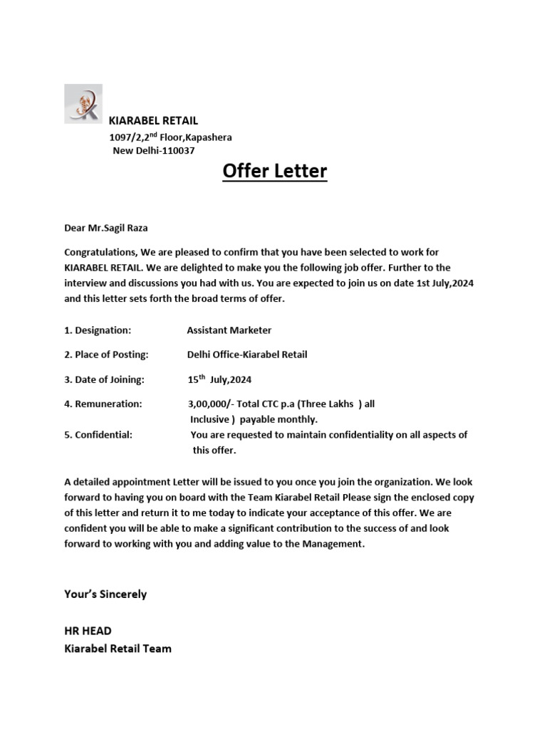 Sajil-Offer Letter | PDF