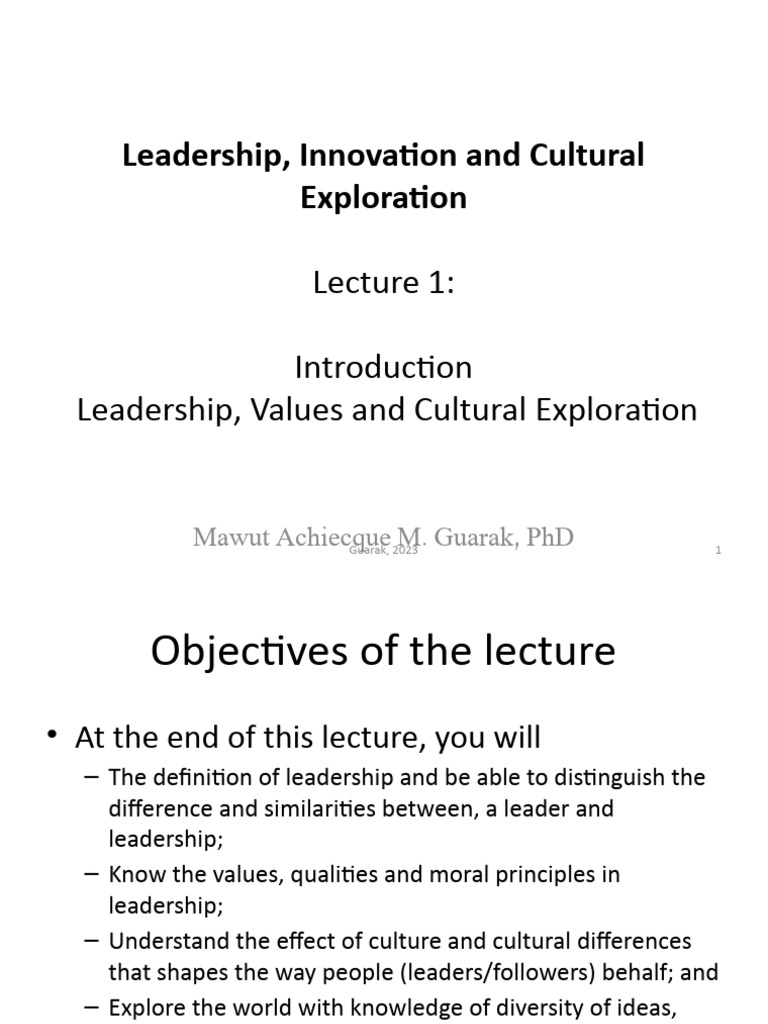Lecture 1 Leadership | PDF | Leadership | Knowledge
