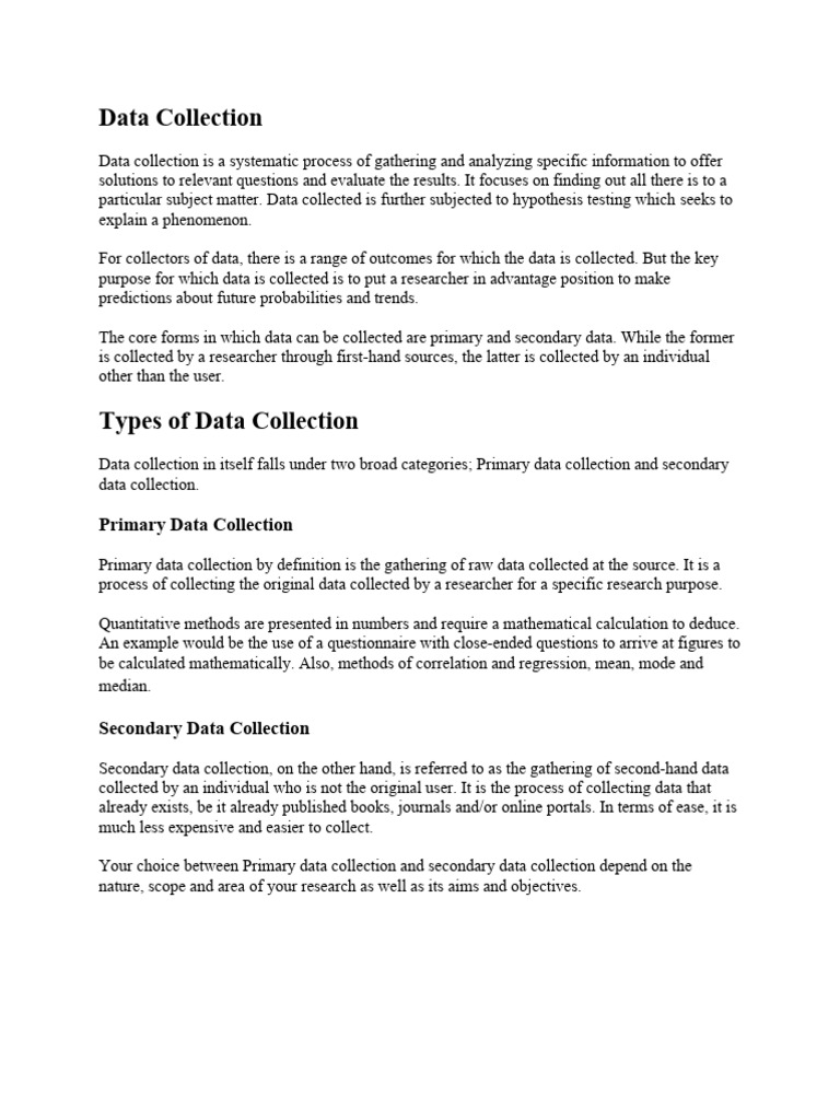 Data Collection Methods | PDF | Questionnaire | Data Collection