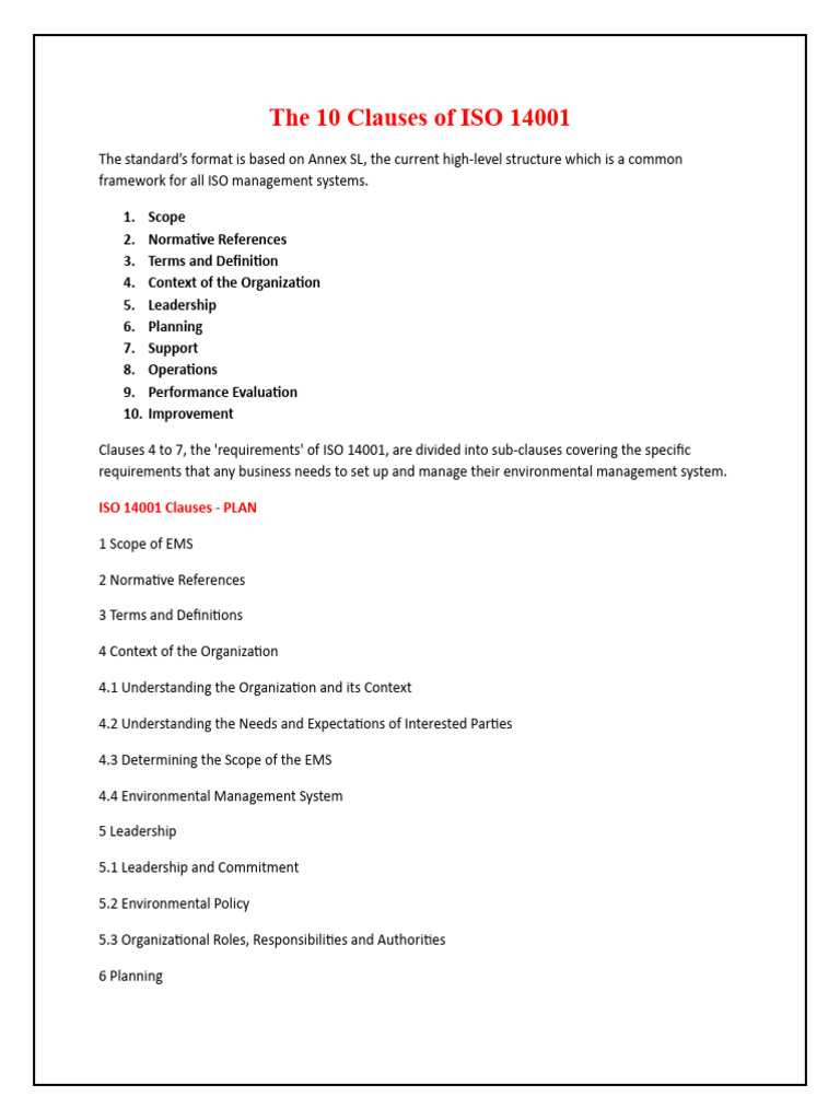 EMS ISO 14001-Clauses | PDF | Business