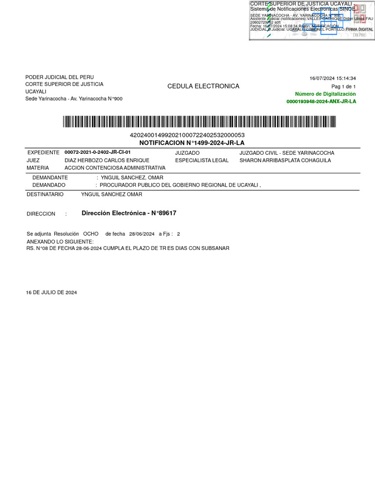 Exp. 00072-2021-0-2402-JR-CI-01 - Observacion Por Tres Dias | PDF ...