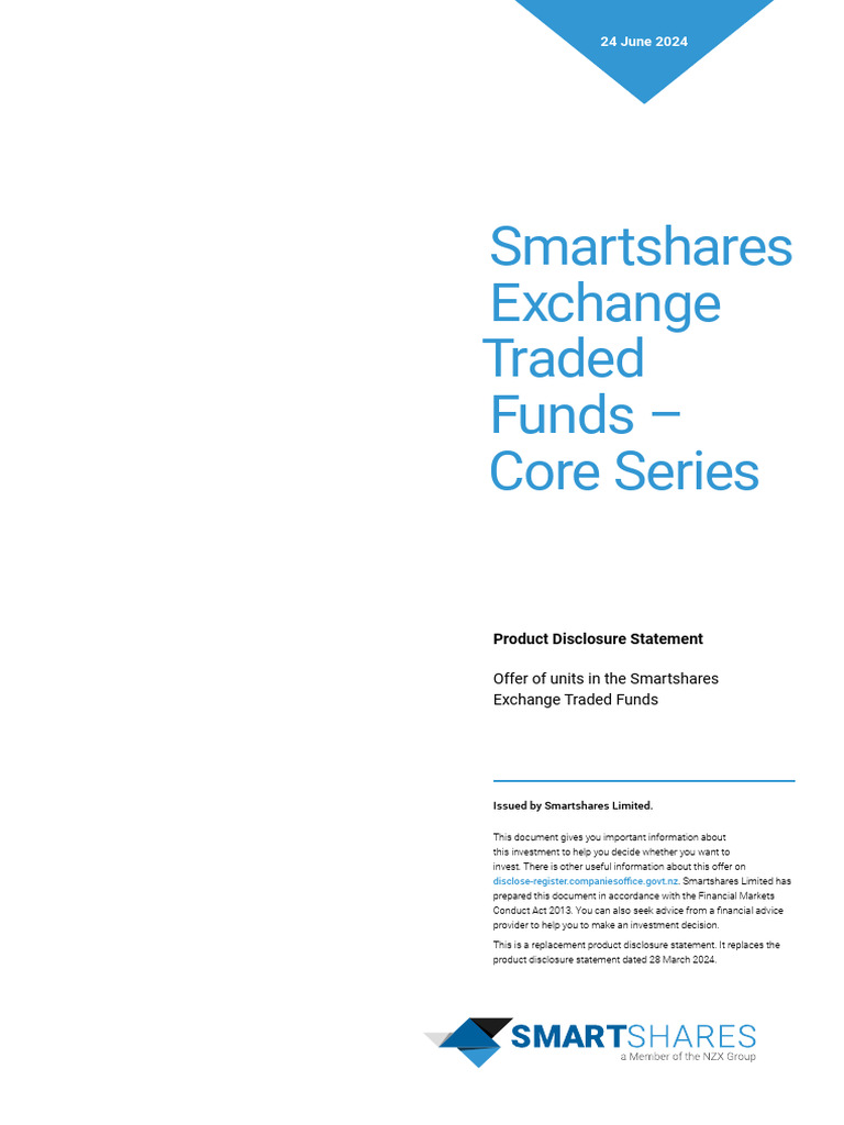 Product Disclosure Statement (Core Series) - Smartshares Exchange ...