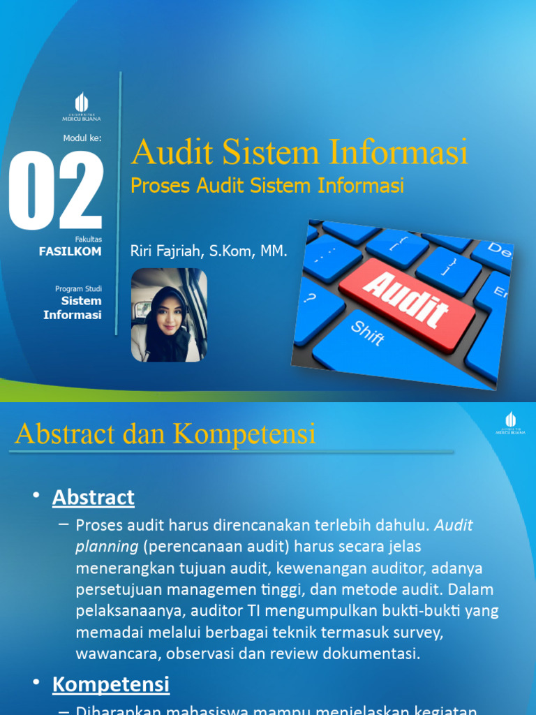 Modul Power Point Pert 2 Audit Sistem Informasi Riri Fajriah | PDF | Komputer | Teknologi & Rekayasa