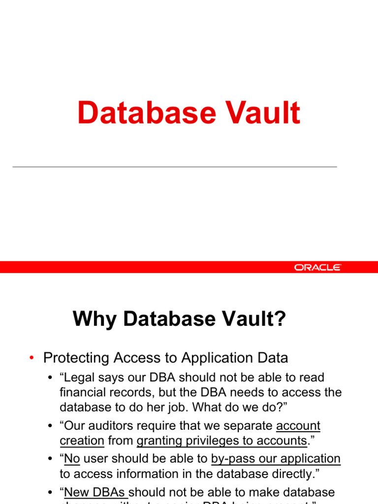 4670 Lecture9 Database Vault | PDF | Databases | Information Technology Management