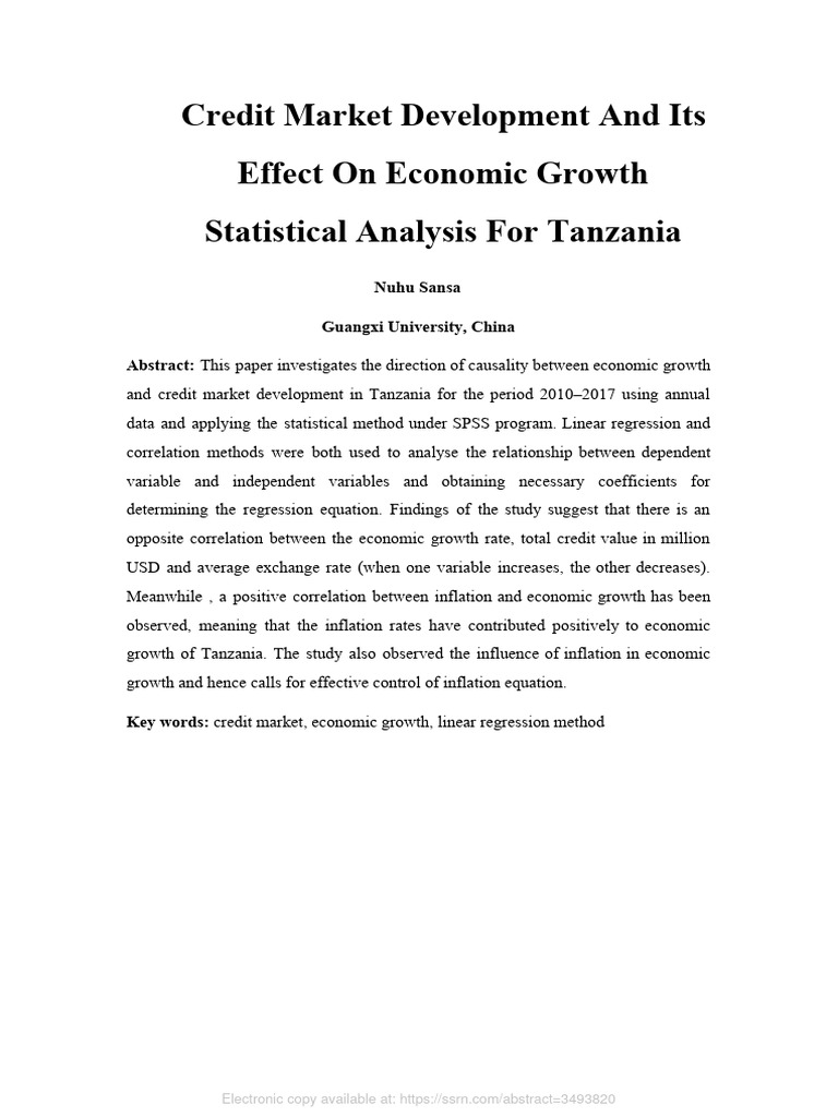 Tanzania's Credit Market and Economic Growth | PDF | Errors And ...