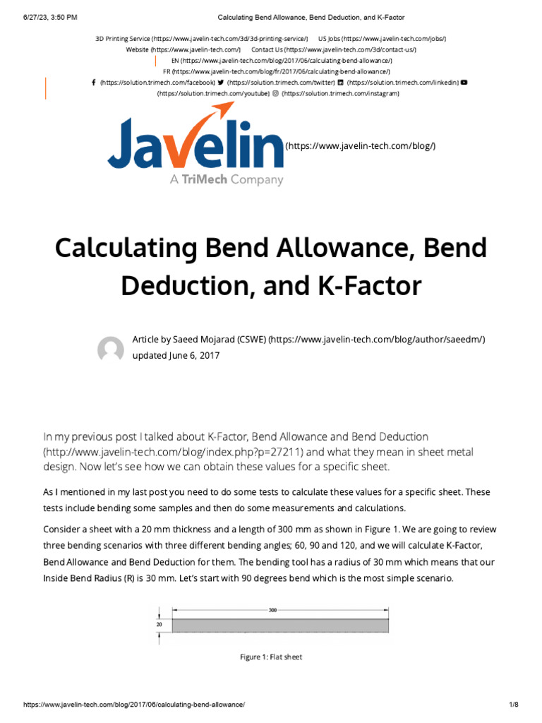 Calculating Bend Allowance, Bend Deduction, and K-Factor | PDF | Mechanical Engineering