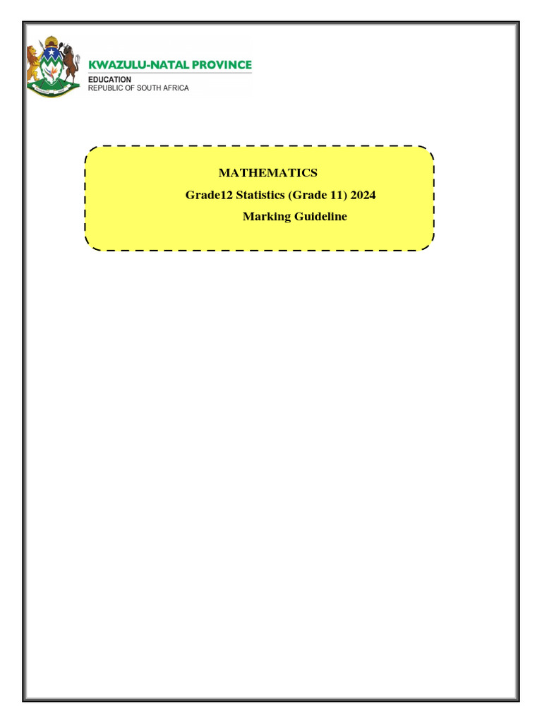 Grade 12 Statistics (Grade11) 2024 (MG) - Moderated | PDF