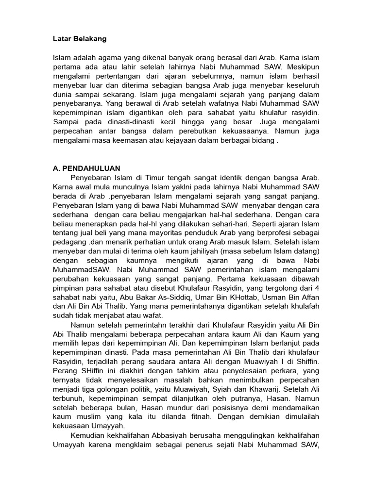 Sejarah Peradaban Islam Di Timur Tengah | PDF
