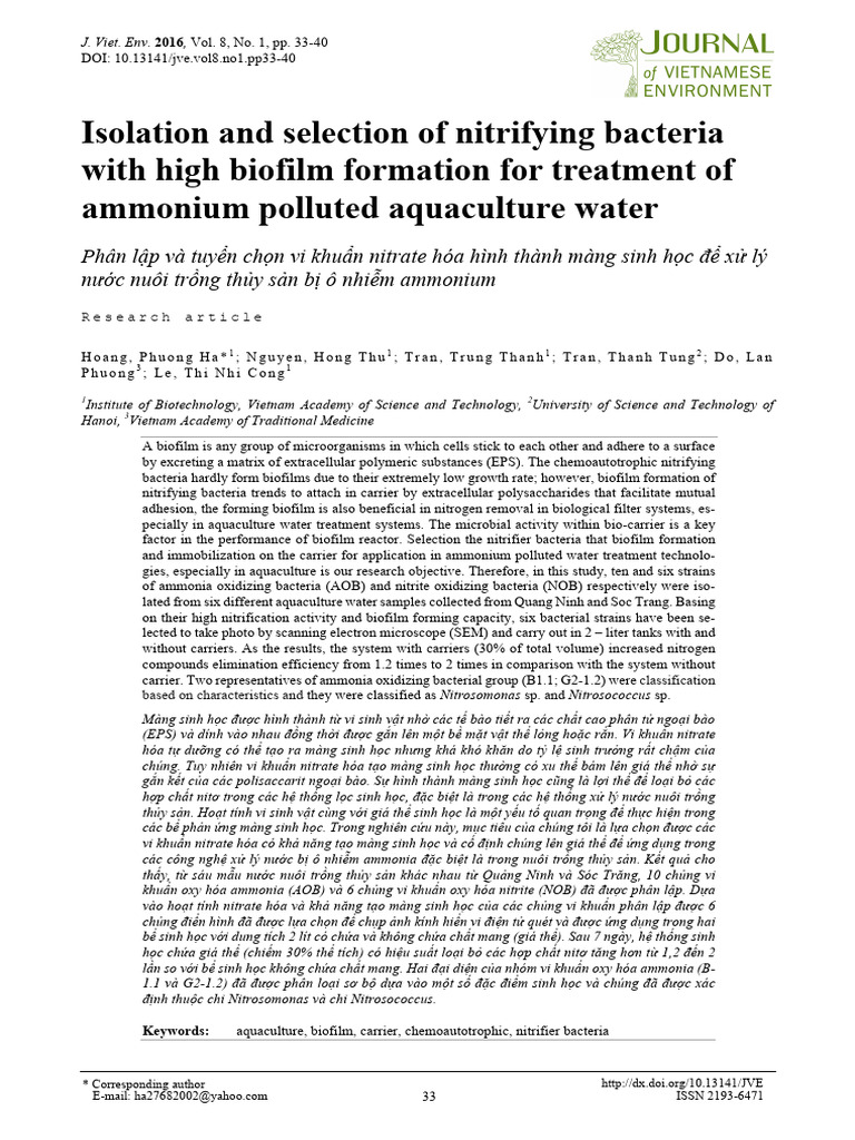 Isolation and Selection of Nitrifying Ba | PDF