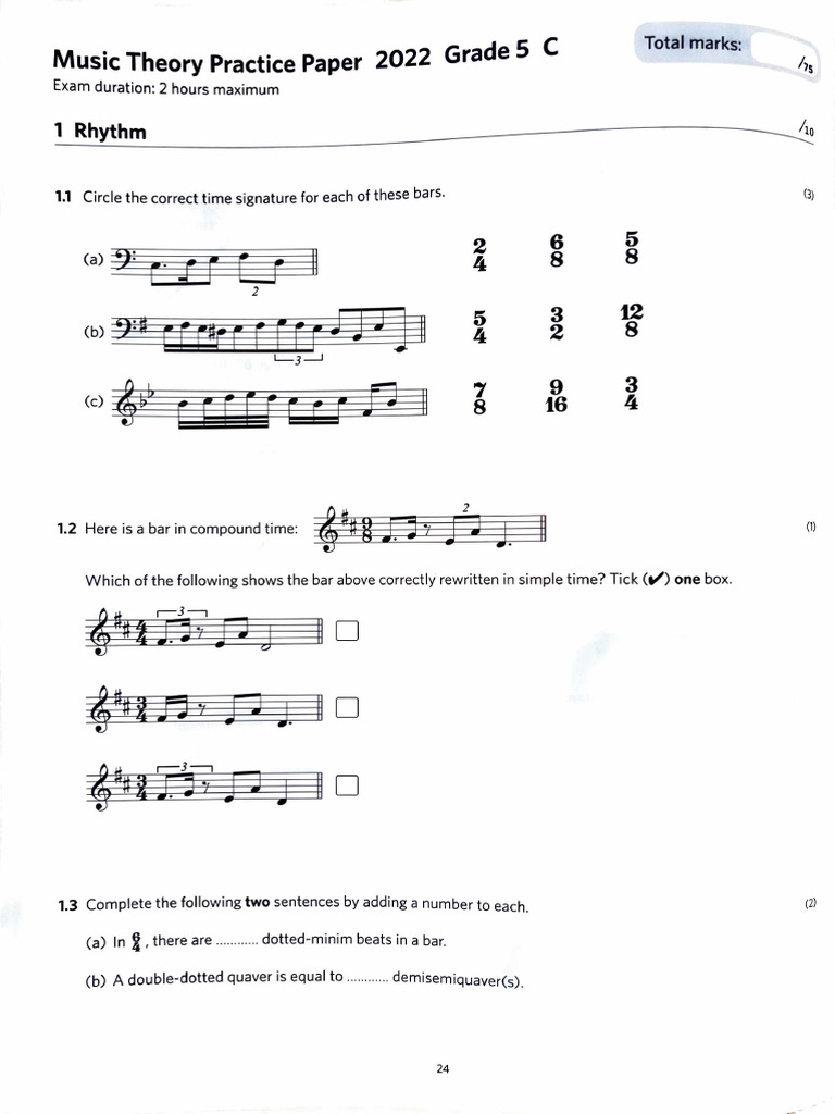 ABRSM Music Theory Practice Paper 2022 Grade 5 C | PDF | Interval (Music) | Violin