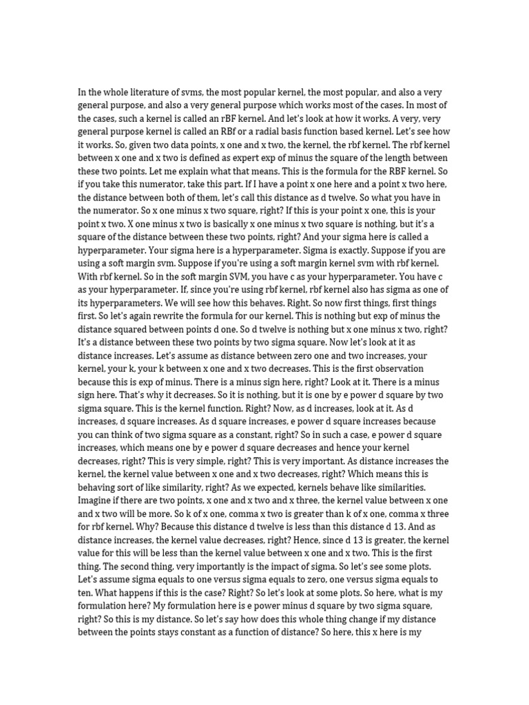 28.8 - RBF-Kernel.mp4 | PDF | Support Vector Machine | Standard Deviation