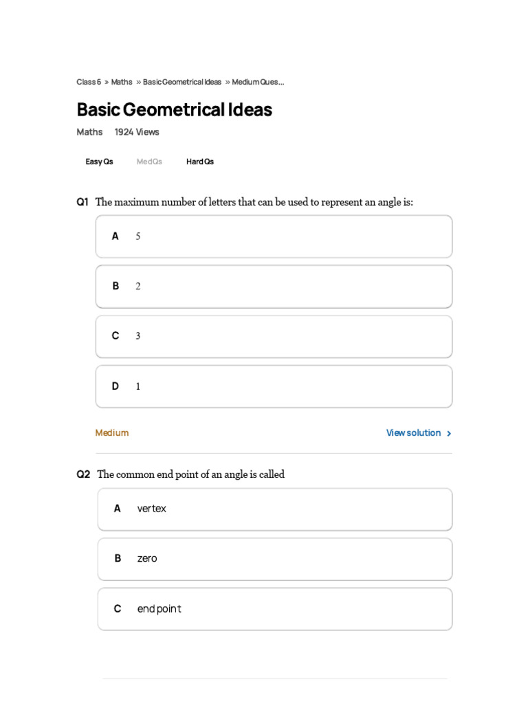 Basic Geometrical Ideas Questions - Class 6 Maths Important Questions ...