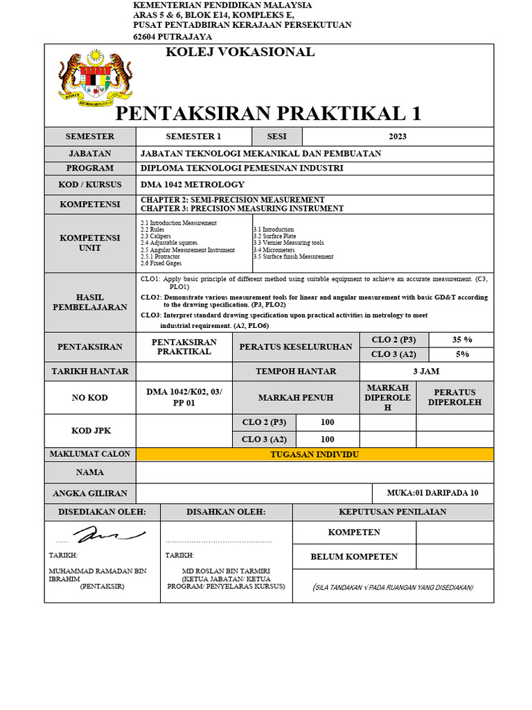 PB Pentaksiran Praktikal 1 Kertas Soalan | PDF