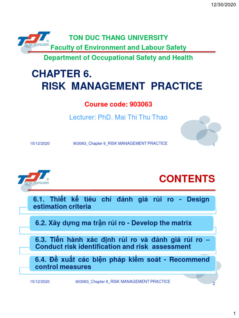 Chapter 6 - Risk Management Practice | PDF | Risk | Risk Assessment
