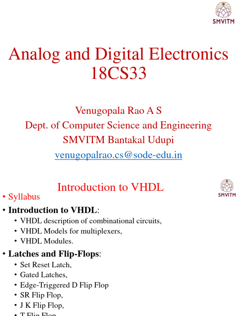Module 4 Part 1 Introduction To Vhdl Pdf Hardware Description Language Vhdl