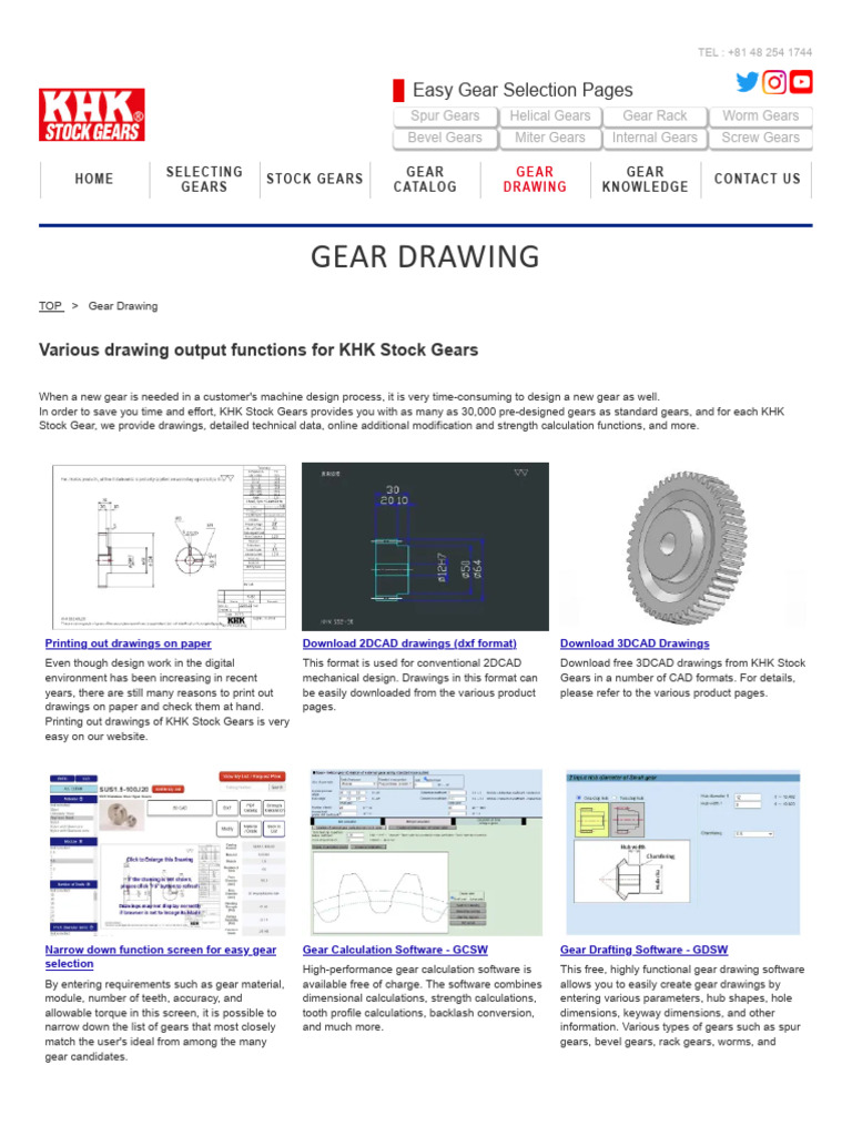 Gear Drawing - Free 3D CAD Models Download - KHK | PDF | Gear | Computing