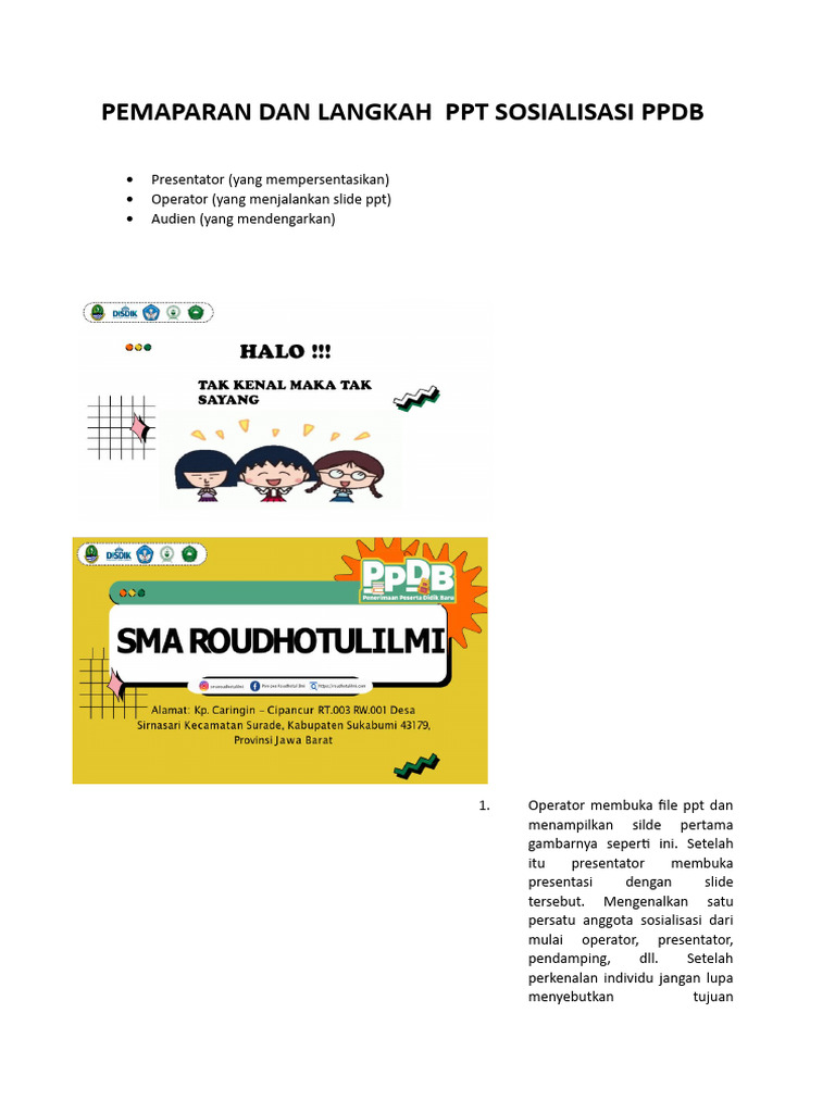 Pemaparan Dan Langkah PPT Sosialisasi PPDB | PDF