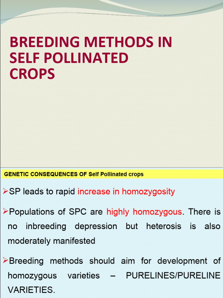 9a Breeding Of Self Pollinated Crops Mass Selection Pdf Plant