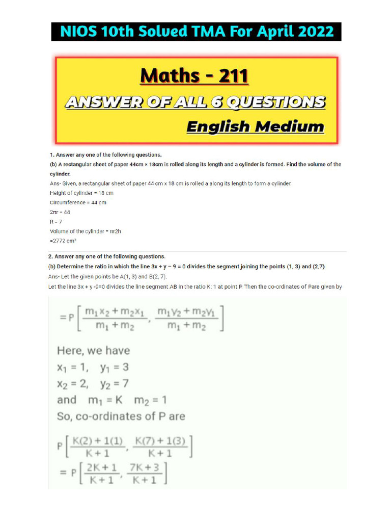 Maths (211) TMA2022 EM | PDF