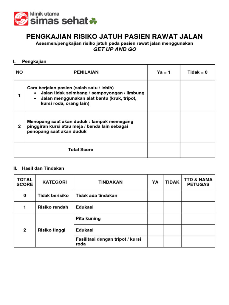 Formulir Skrining Risiko Jatuh (Ku) | PDF