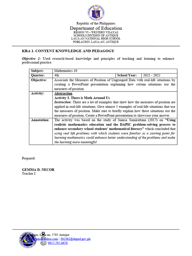 Annotation Lesson Plans GEMMA | PDF | Mathematics | Constructivism (Philosophy Of Education)